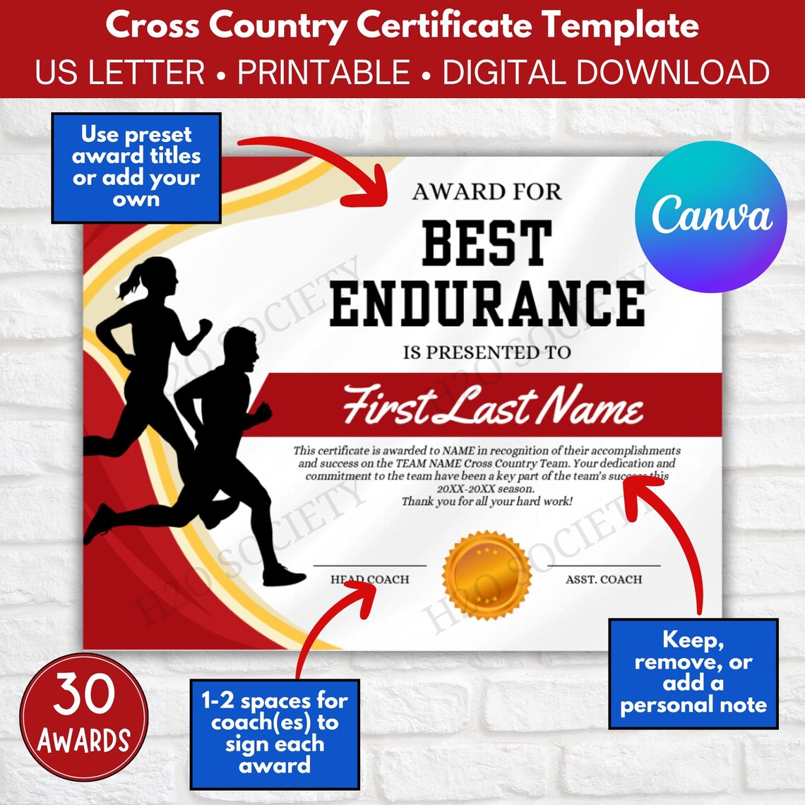 Editable Cross Country Certificates, Canva Template, Certificate ...