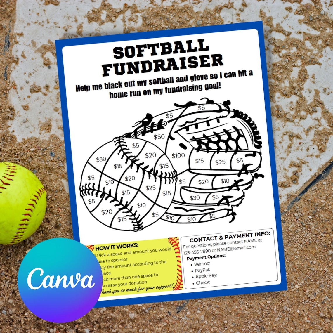 Softball Fundraiser Template, Color My Softball, Fundraiser Flyer, Team ...