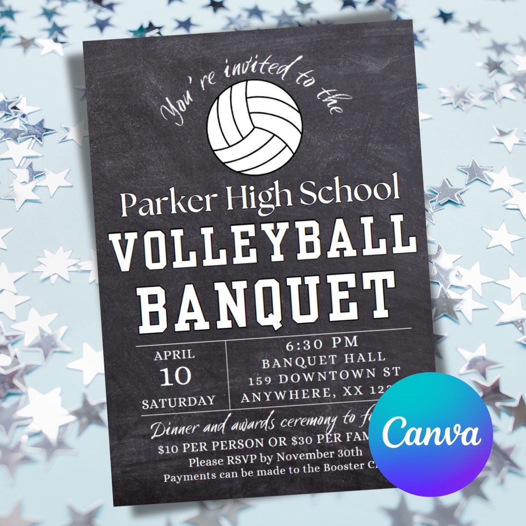 Printable Volleyball Team Banquet Invitation, Team Party, End of Season ...