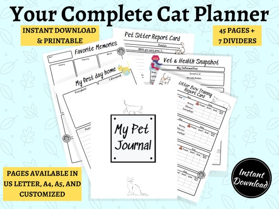 Paper Vet Records Cat Journal Cat Tracker Digital Download Your ...
