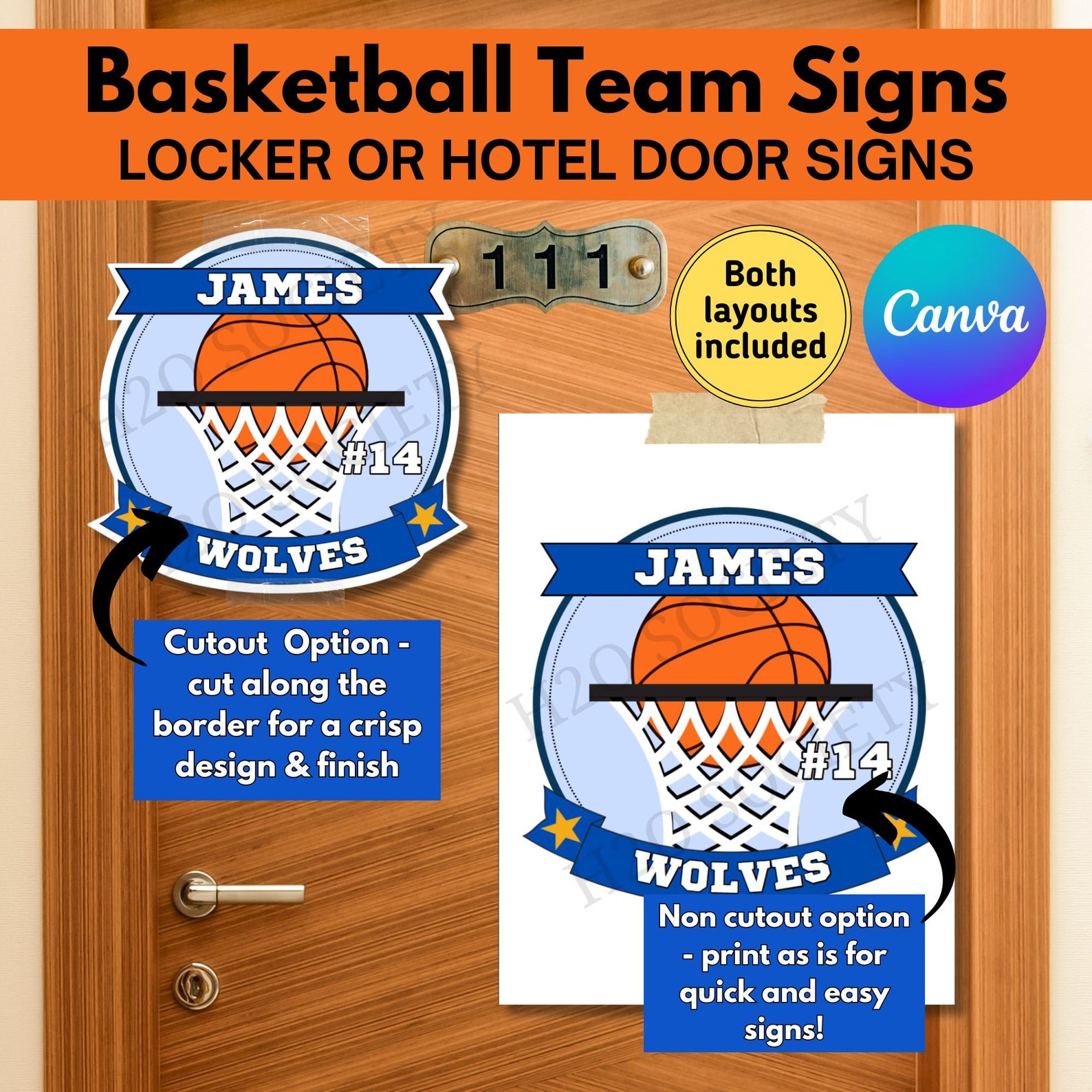 Basketball Door Sign, Canva Template, Locker Decoration, Basketball Tag ...