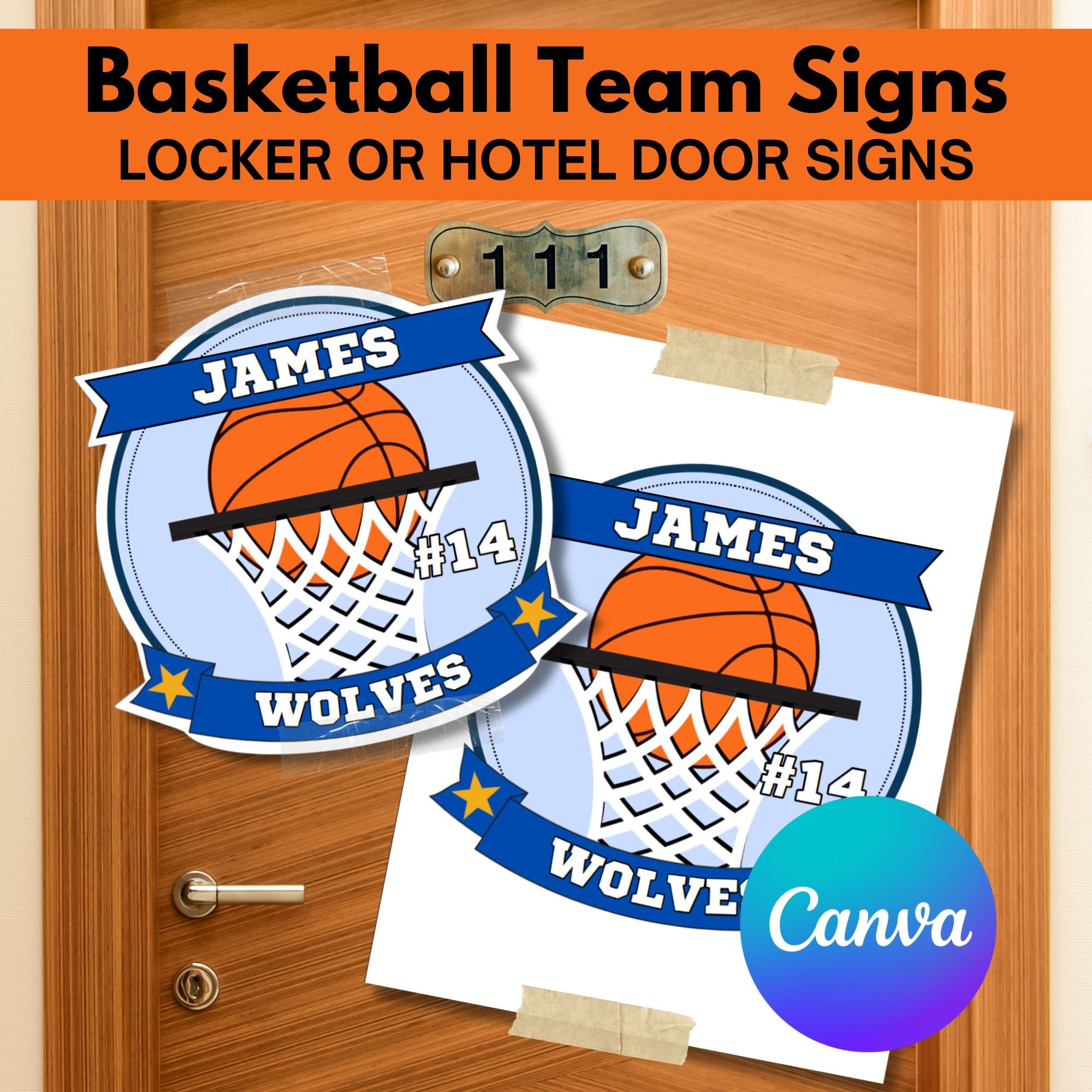 Basketball Door Sign, Canva Template, Locker Decoration, Basketball Tag ...