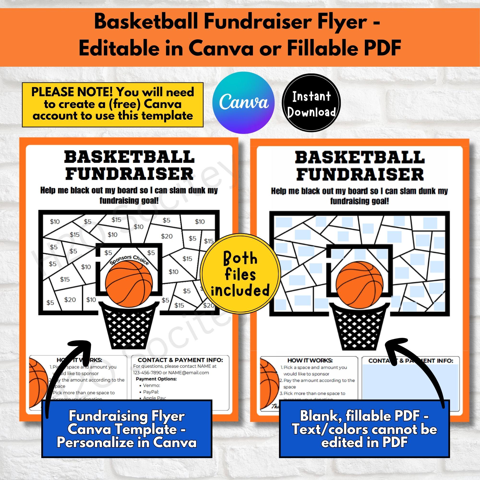 Basketball Fundraiser Flyer Template: Color-in Team Design (canva ...