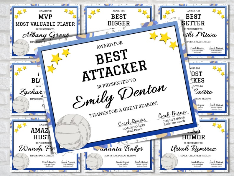 Editable Volleyball Award Certificates, Award Ceremony Certificates ...