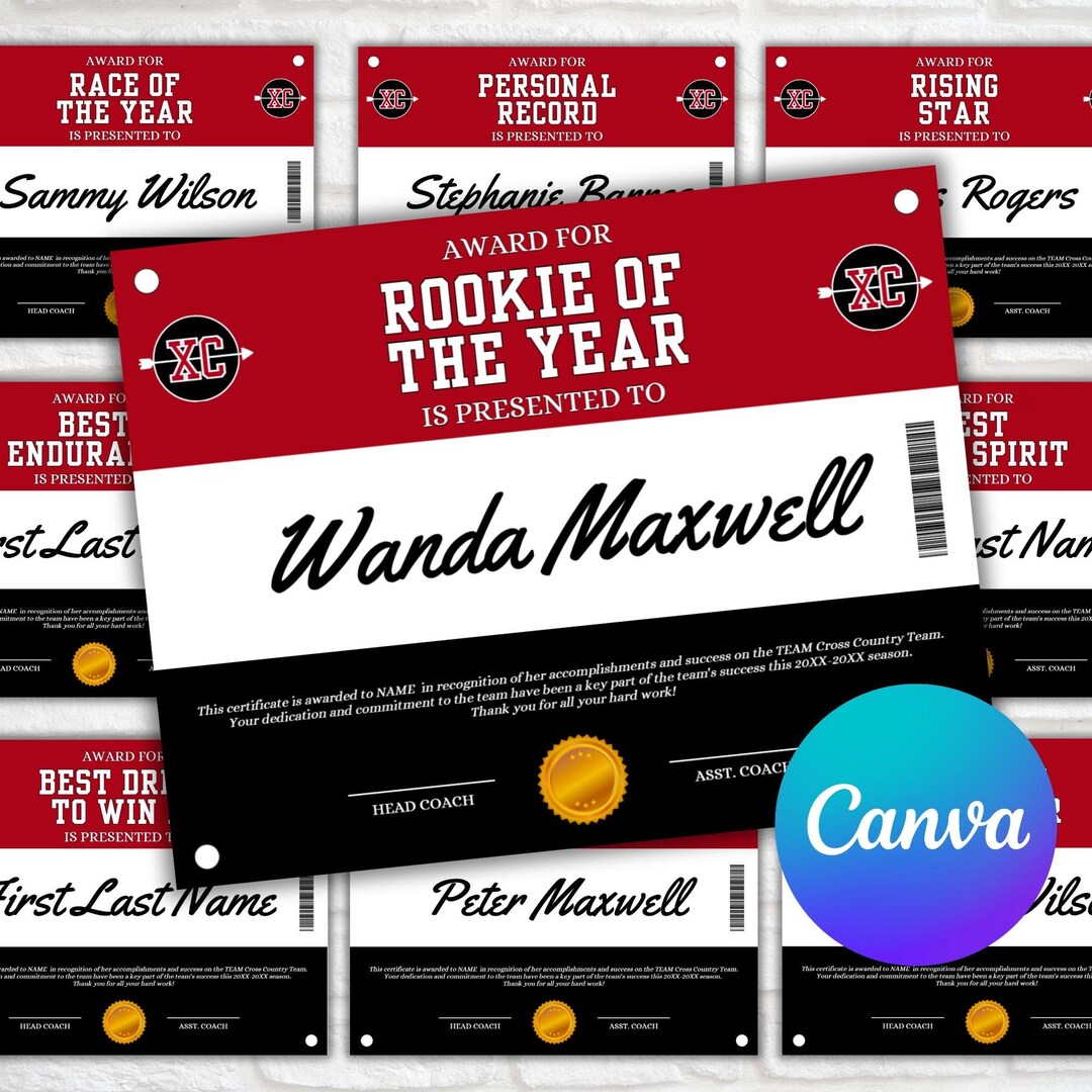 Editable Cross Country Certificates, Canva Template, Certificate ...