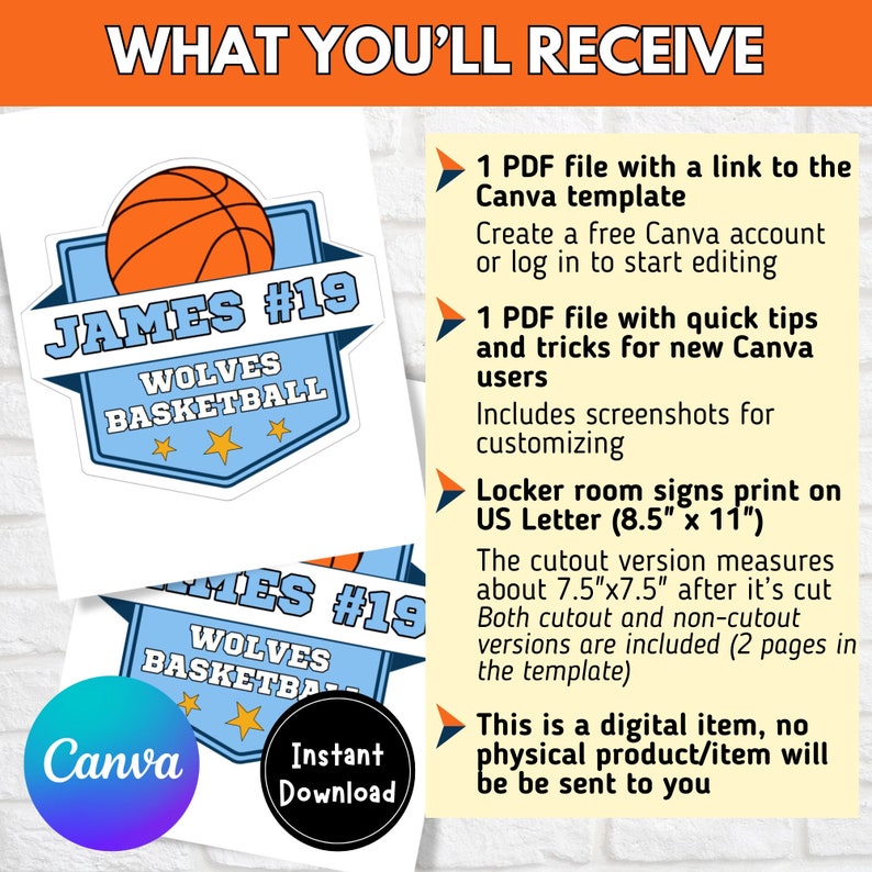 Basketball Team Sign, Canva Template, Locker Decoration, Basketball Tag ...