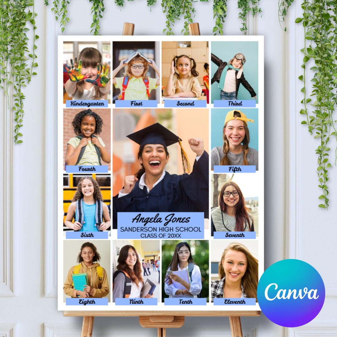 Graduation Photo Collage Poster, K-12 School Pictures, Graduation Photo ...