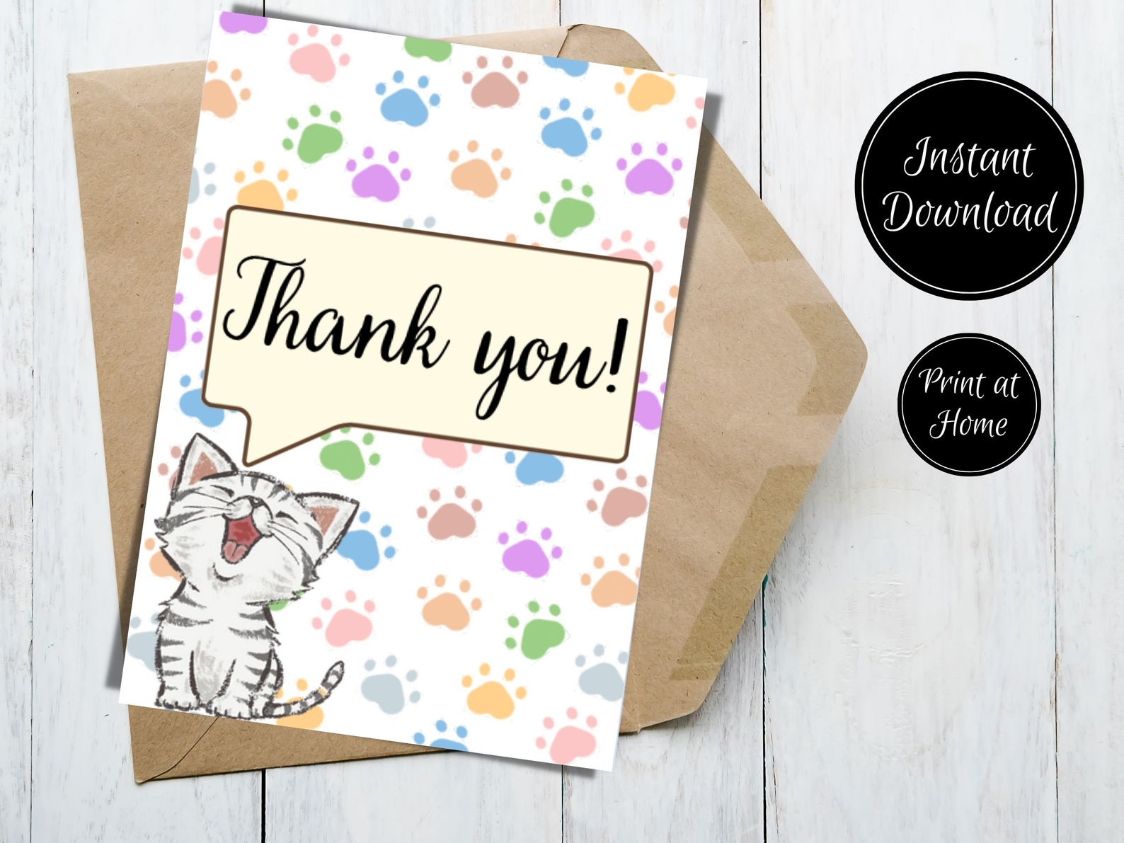 Pet Sitter Thank You Card, Printable Cat Sitter Gift, Cat Thank You ...