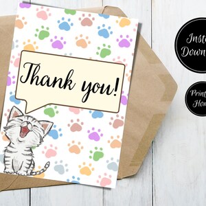 Pet Sitter Thank You Card, Printable Cat Sitter Gift, Cat Thank You ...