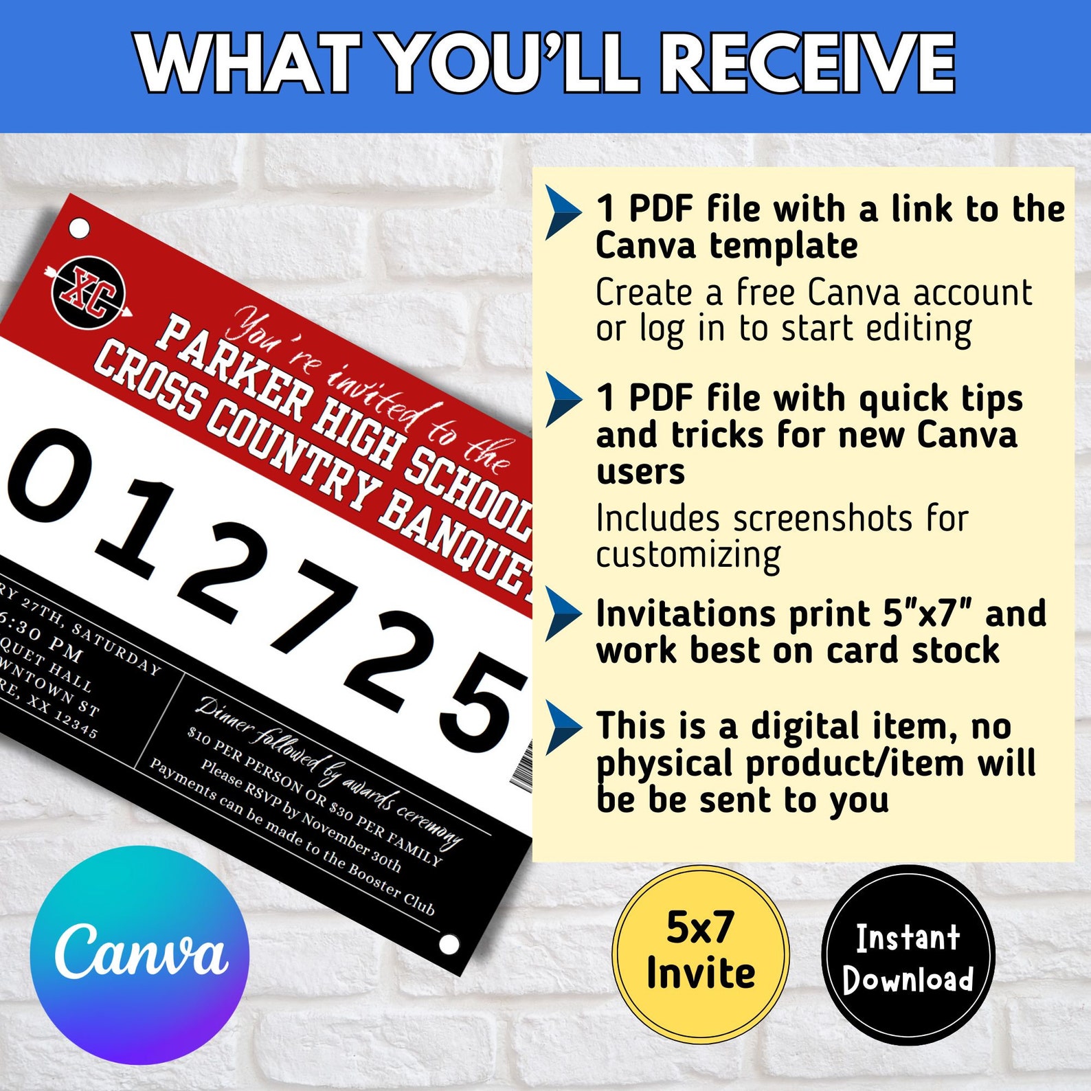 Printable Cross Country Team Banquet Invitation, Team Party, End of ...