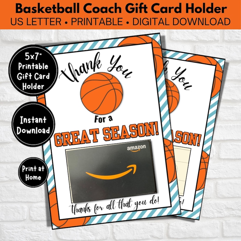 Basketball Coach Thank You Card, Coach Gift Card Holder, Coach ...