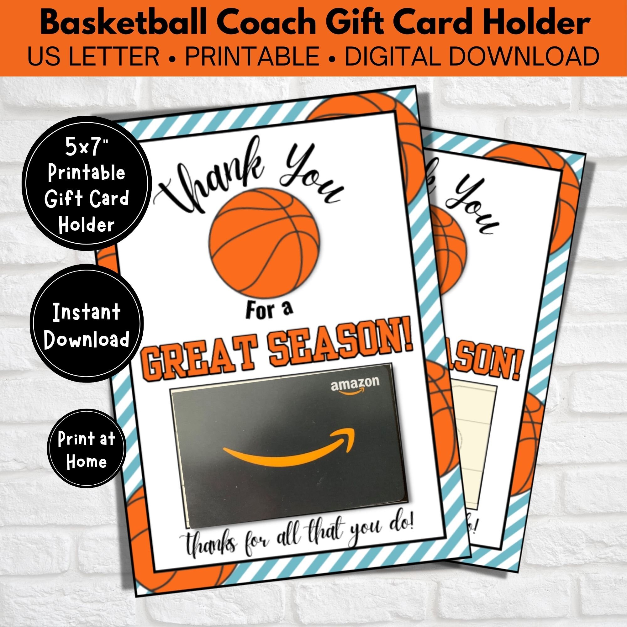 Basketball Coach Thank You Card, Coach Gift Card Holder, Coach ...