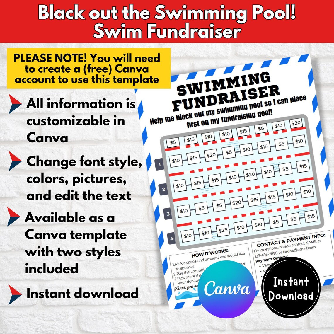 Swim Fundraiser, Color My Pool, Fundraiser Flyer, Team Fundraiser, Swim ...
