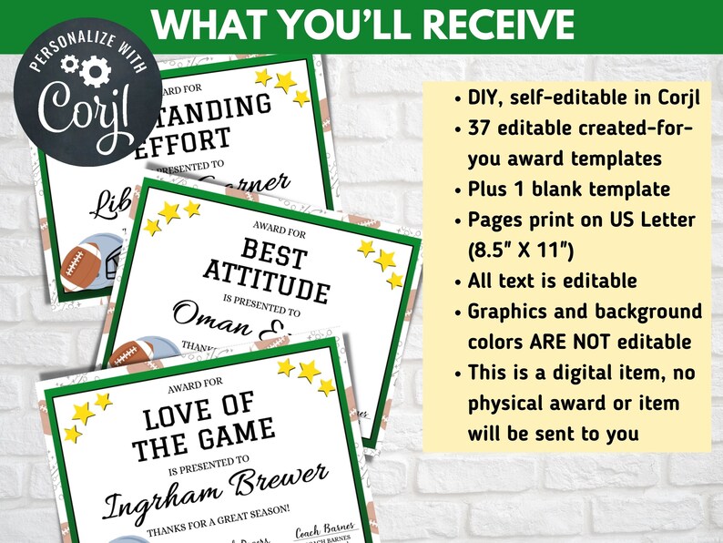 Editable Football Award Certificates, Award Ceremony Certificates, End ...