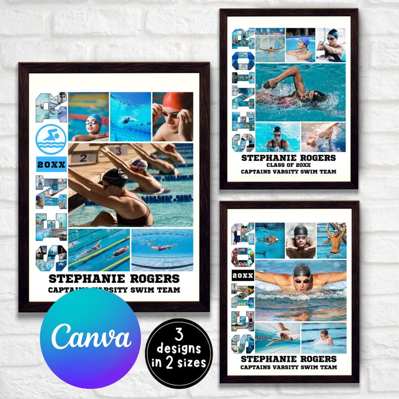 Swimmer Photo Collage, Senior Poster, Senior Night Graduation Gift ...
