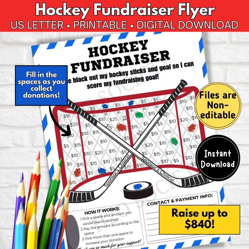 Hockey Fundraiser, Color My Goal, Fundraiser Flyer, Team Fundraiser ...