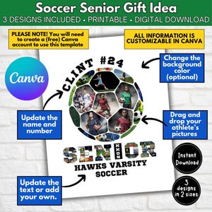 Soccer Photo Collage, Senior Poster, Senior Night Graduation Gift ...