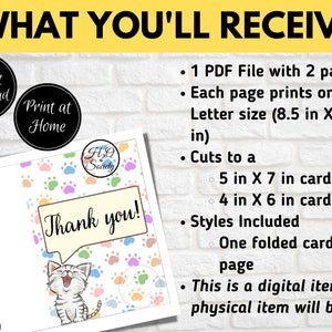 Pet Sitter Thank You Card, Printable Cat Sitter Gift, Cat Thank You ...