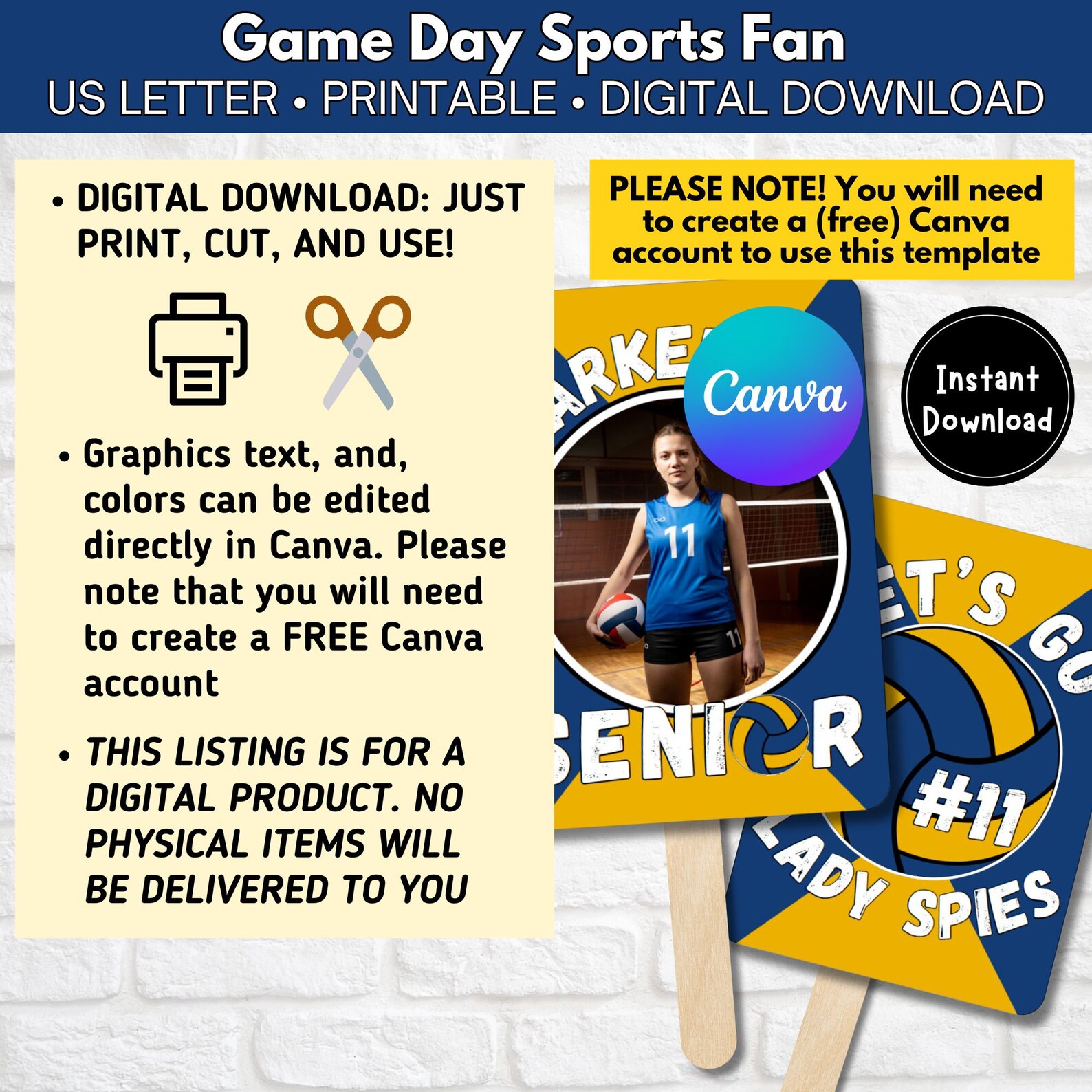 Editable Volleyball Poster, Senior Fan, Volleyball Gift, Senior Night ...