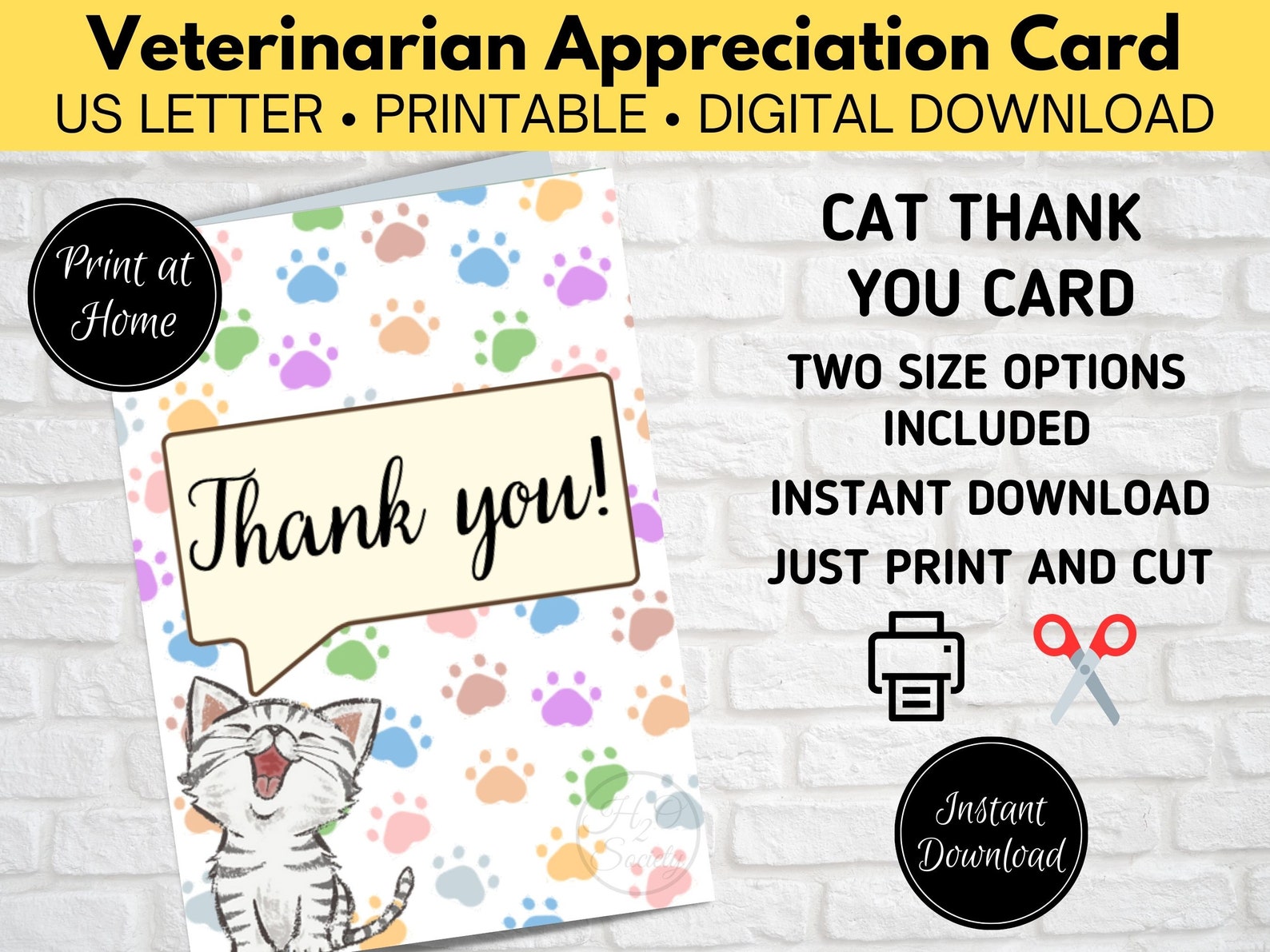 Pet Sitter Thank You Card, Printable Cat Sitter Gift, Cat Thank You ...