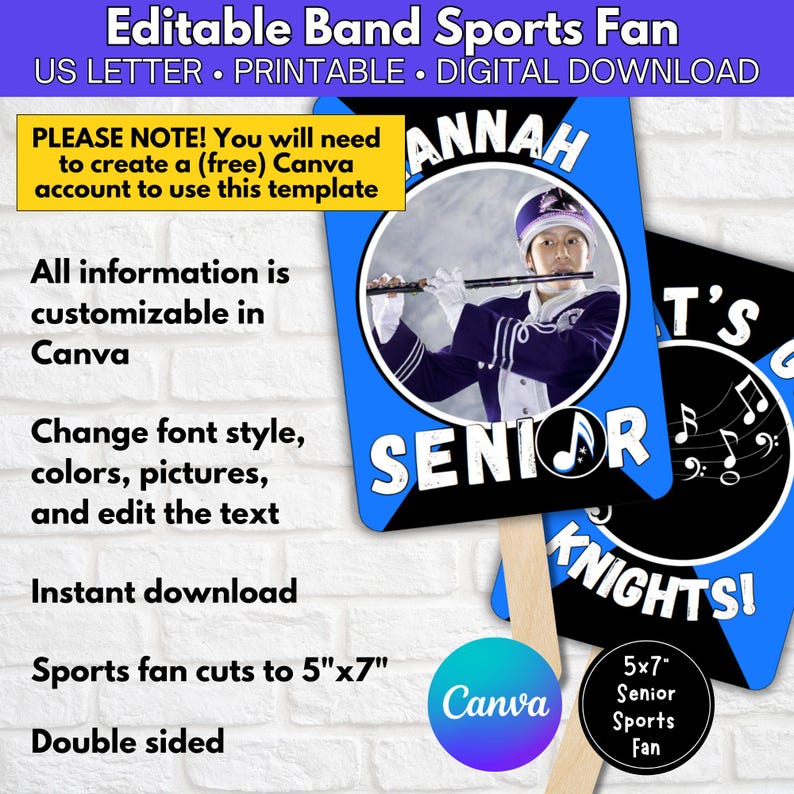 Editable Band Poster, Senior Fan, Marching Band Gift, Senior Night ...