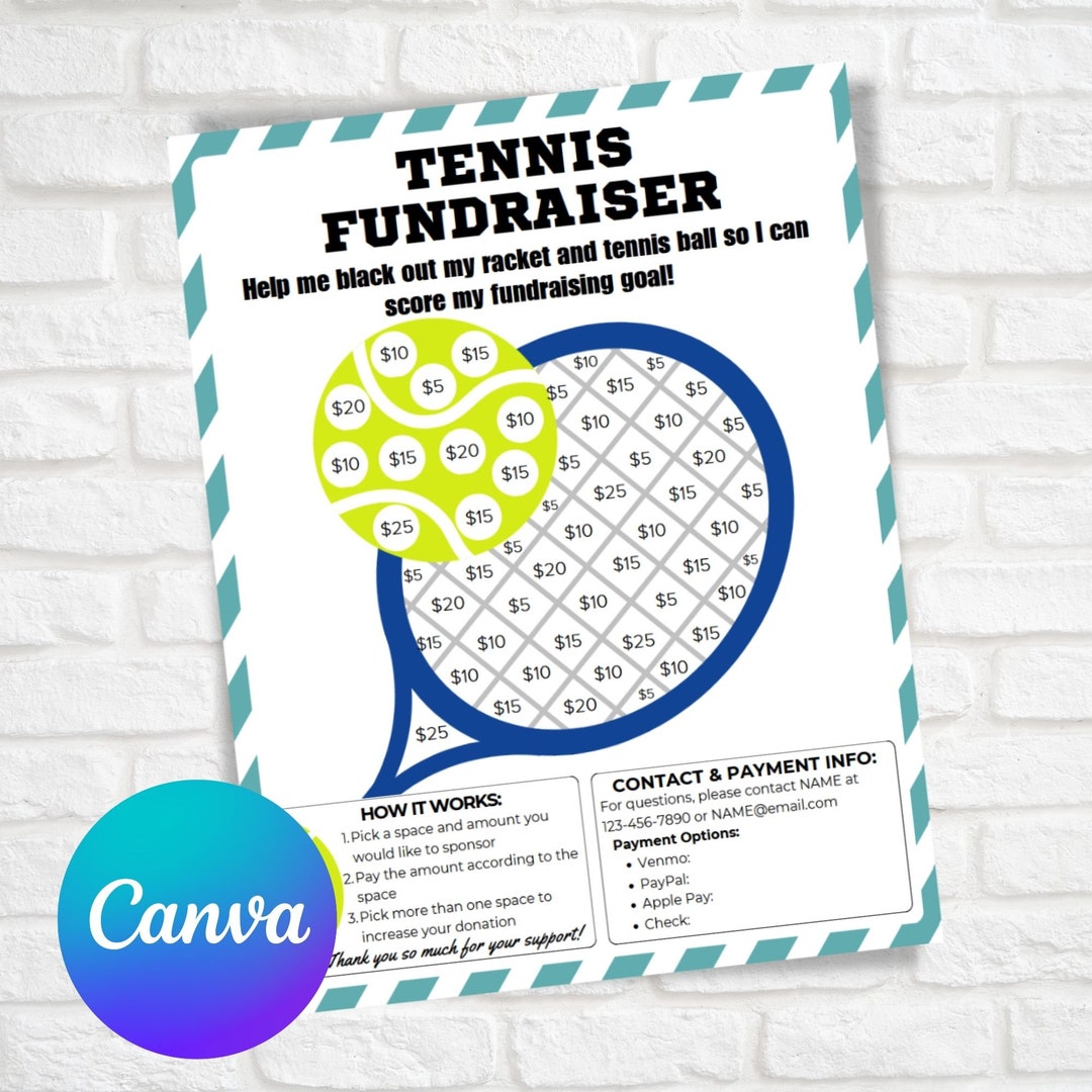 Tennis Fundraiser Template, Color My Racket, Fundraiser Flyer, Team ...