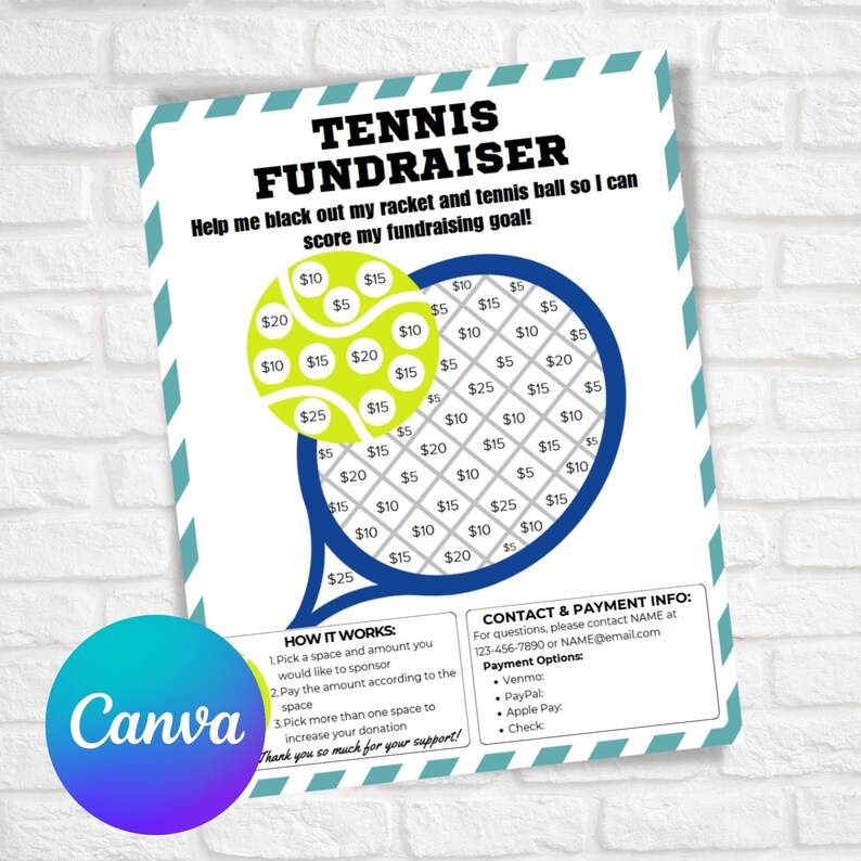 Tennis Fundraiser Template, Color My Racket, Fundraiser Flyer, Team ...