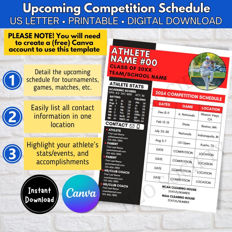 Baseball Player Profile, Athlete Profile Sheet, College Recruiting ...