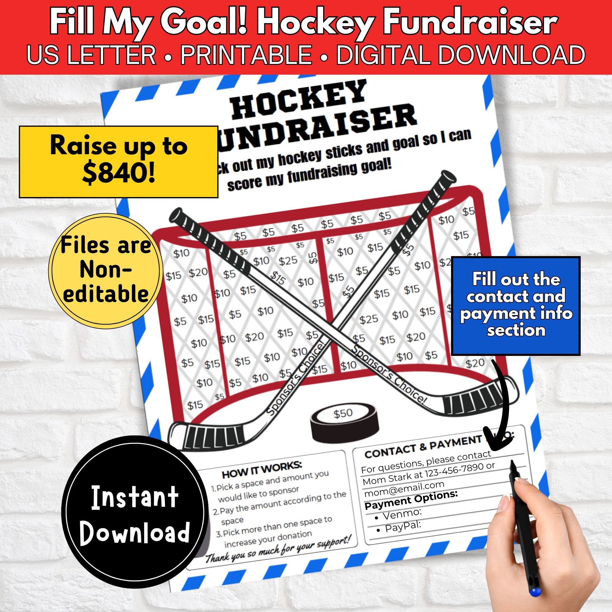 Hockey Fundraiser, Color My Goal, Fundraiser Flyer, Team Fundraiser ...