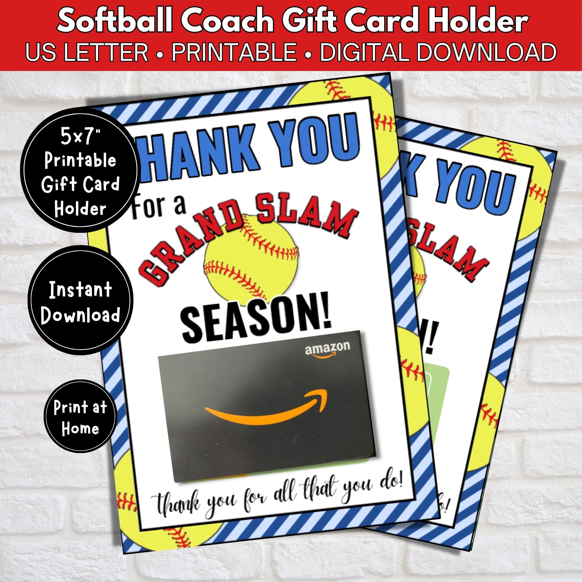 Softball Coach Thank You Card, Printable Softball Coach Gift Card ...