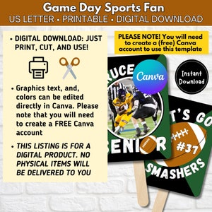 Editable Football Poster, Senior Fan, Football Gift, Senior Night ...