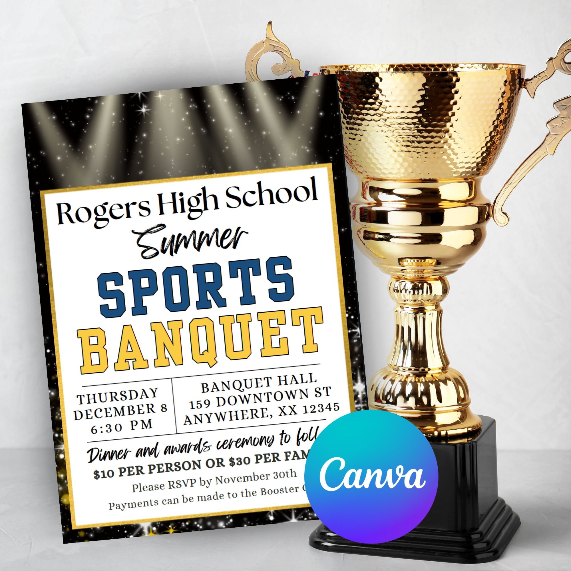 Editable Sports Banquet Invitation Template, All Sports, Team Party ...