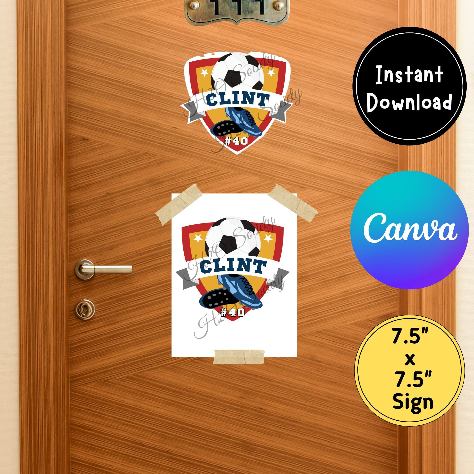 Soccer Door Sign, Canva Template, Locker Decoration, Soccer Tag, Soccer ...