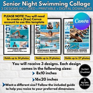 Swimmer Photo Collage, Senior Poster, Senior Night Graduation Gift ...