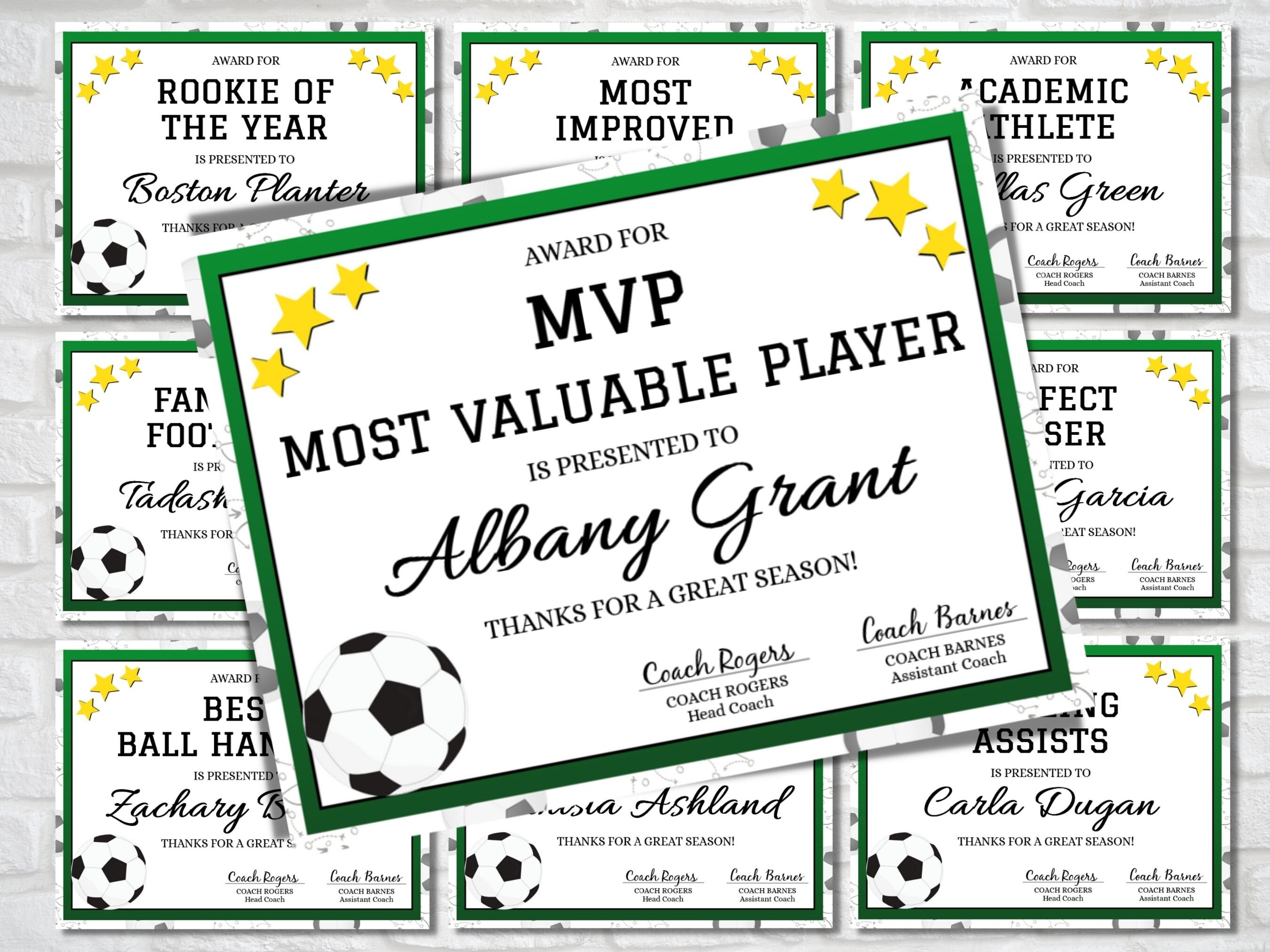 Editable Soccer Award Certificates, Award Ceremony Certificates, End of ...