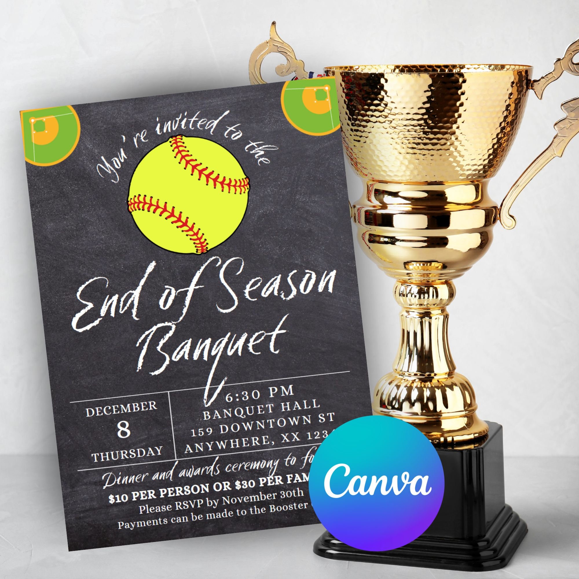 Printable Softball Invitation Template, Team Party, End of Season ...
