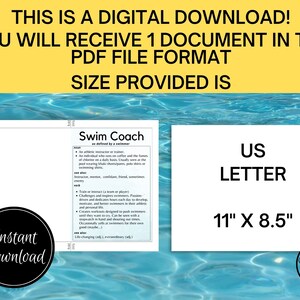 Swim Coach Thank You Card, Swim Coach Gift, Coach Appreciation Card ...