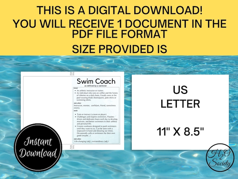 Swim Coach Thank You Card, Swim Coach Gift, Coach Appreciation Card ...