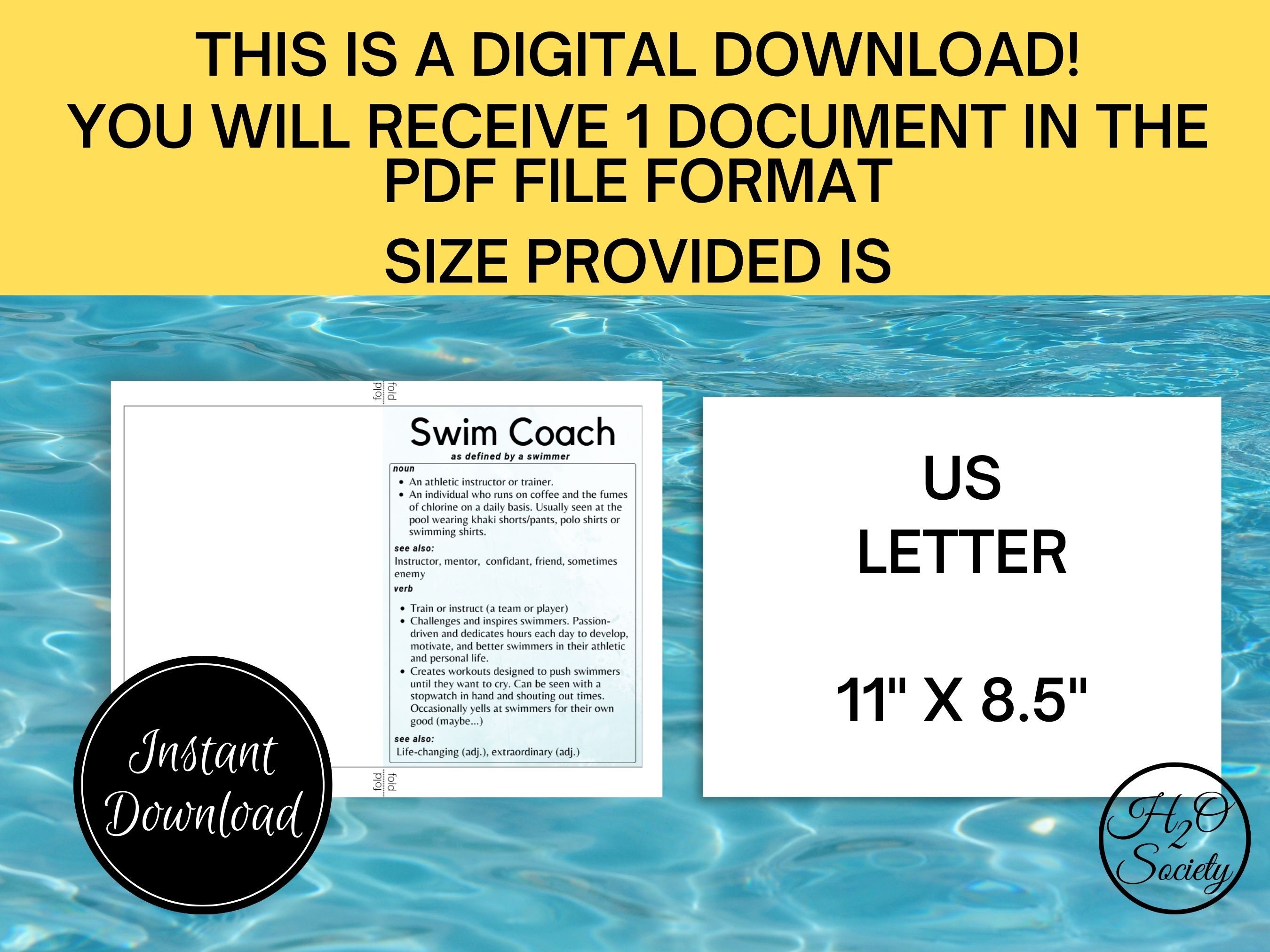 Swim Coach Thank You Card, Swim Coach Gift, Coach Appreciation Card ...