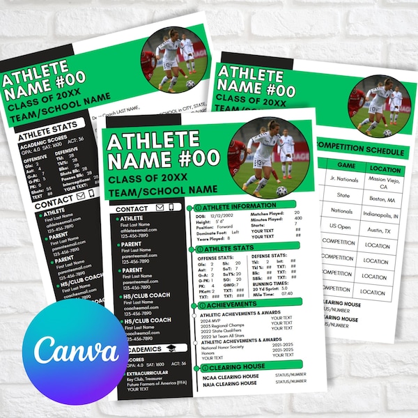 Soccer Profile Canva Template - Etsy