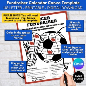 Soccer Fundraiser Template, Color My Soccer Ball, Fundraiser Flyer ...