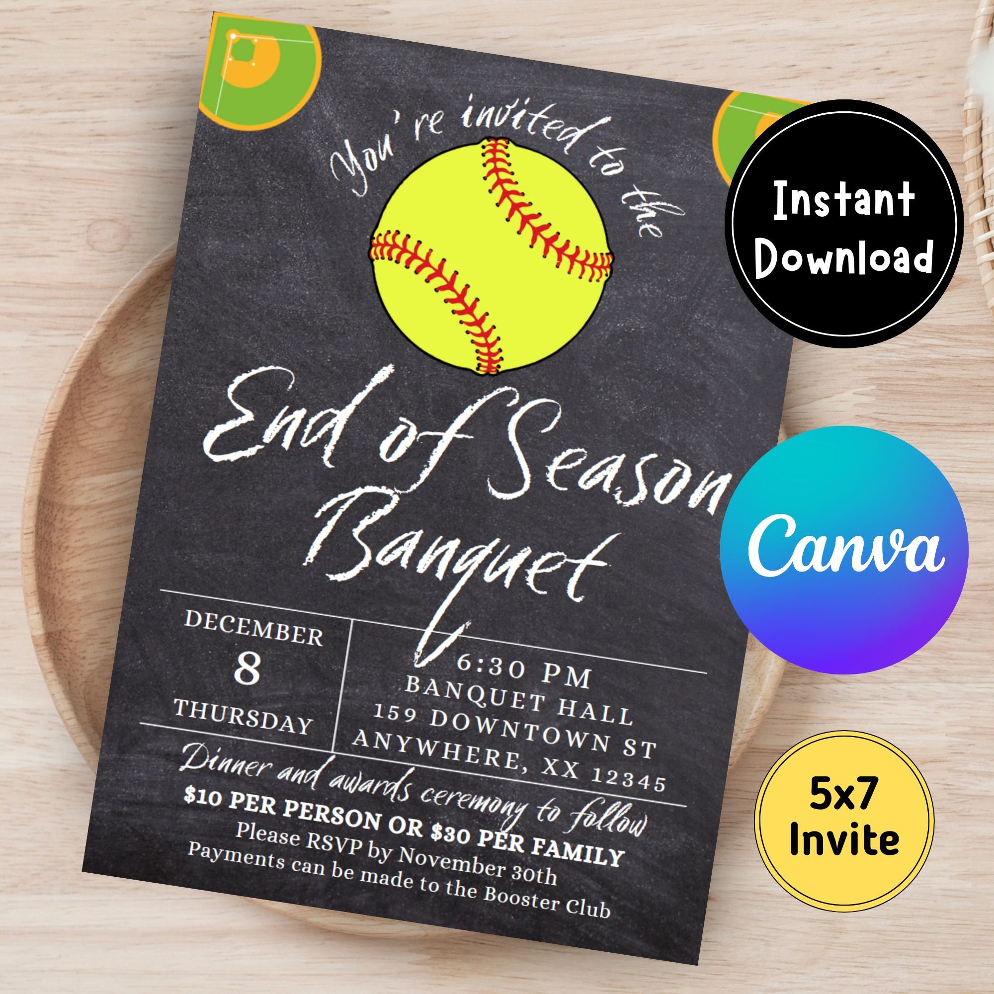 Printable Softball Invitation Template, Team Party, End of Season ...