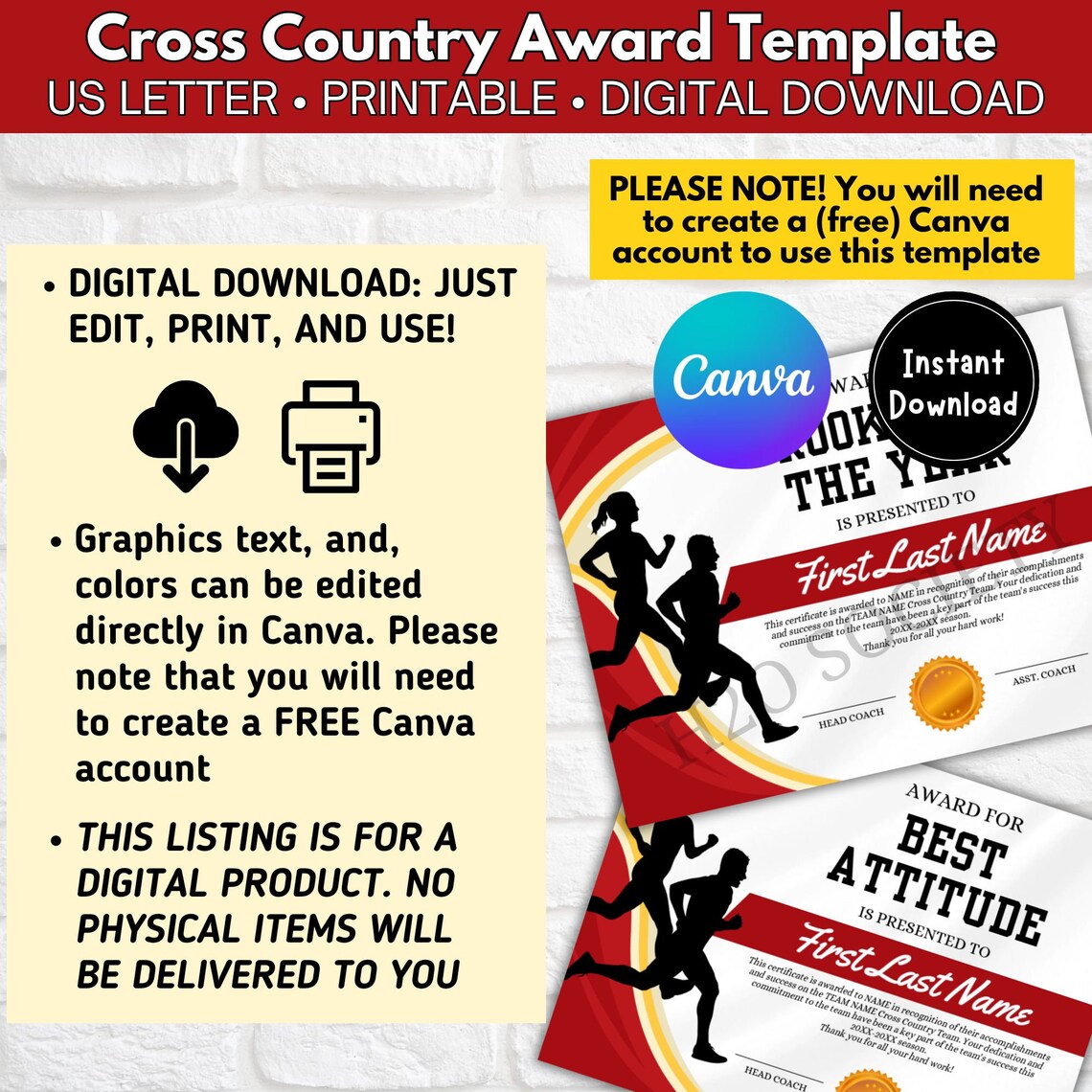 Editable Cross Country Certificates, Canva Template, Certificate ...