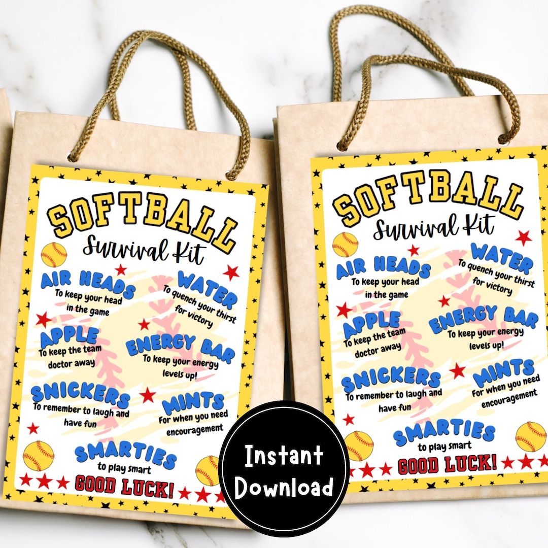 Softball Survival Kit, Softball Gifts, Gift Bag for Softball, Team Gift ...