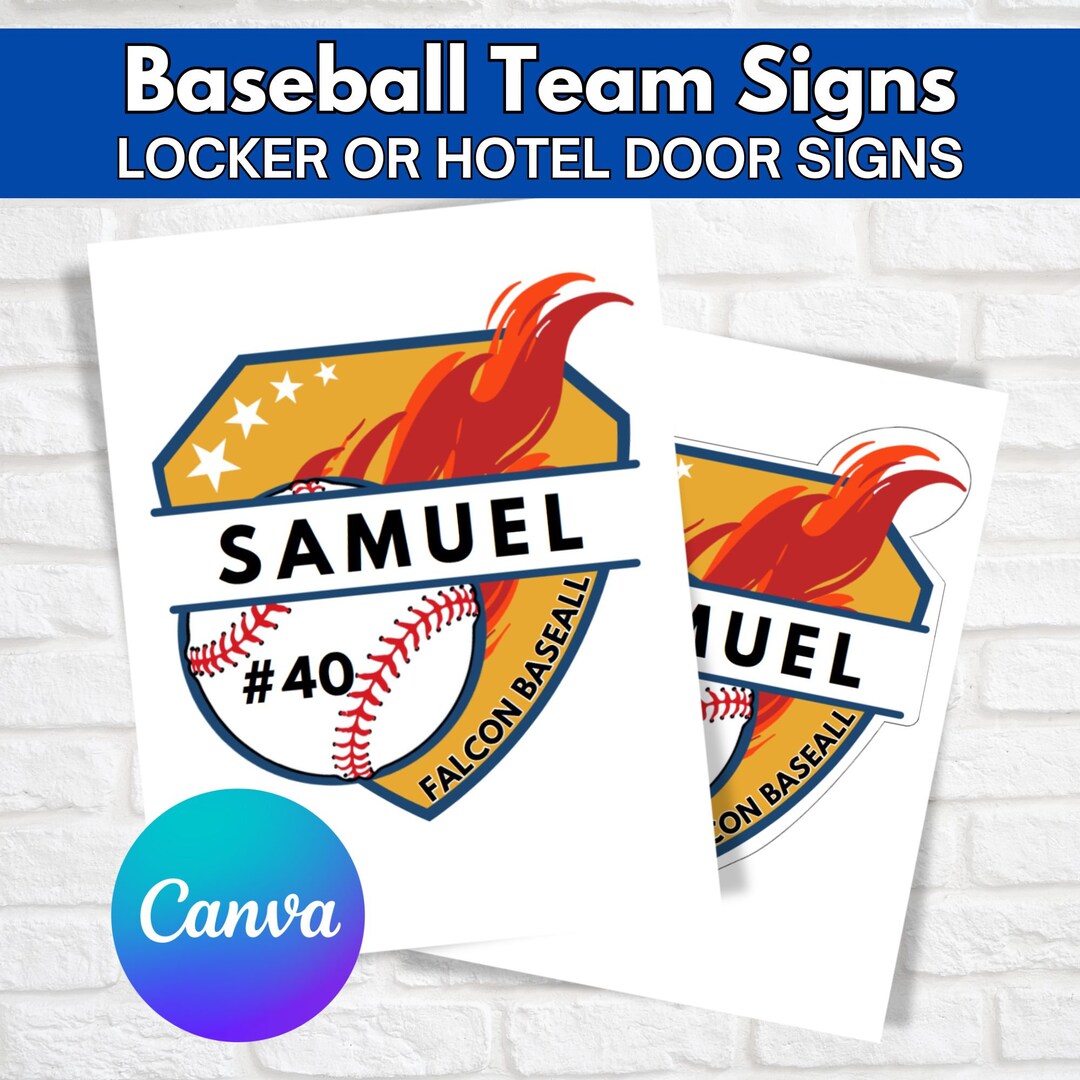 Baseball Door Sign, Canva Template, Locker Decoration, Baseball Tags ...