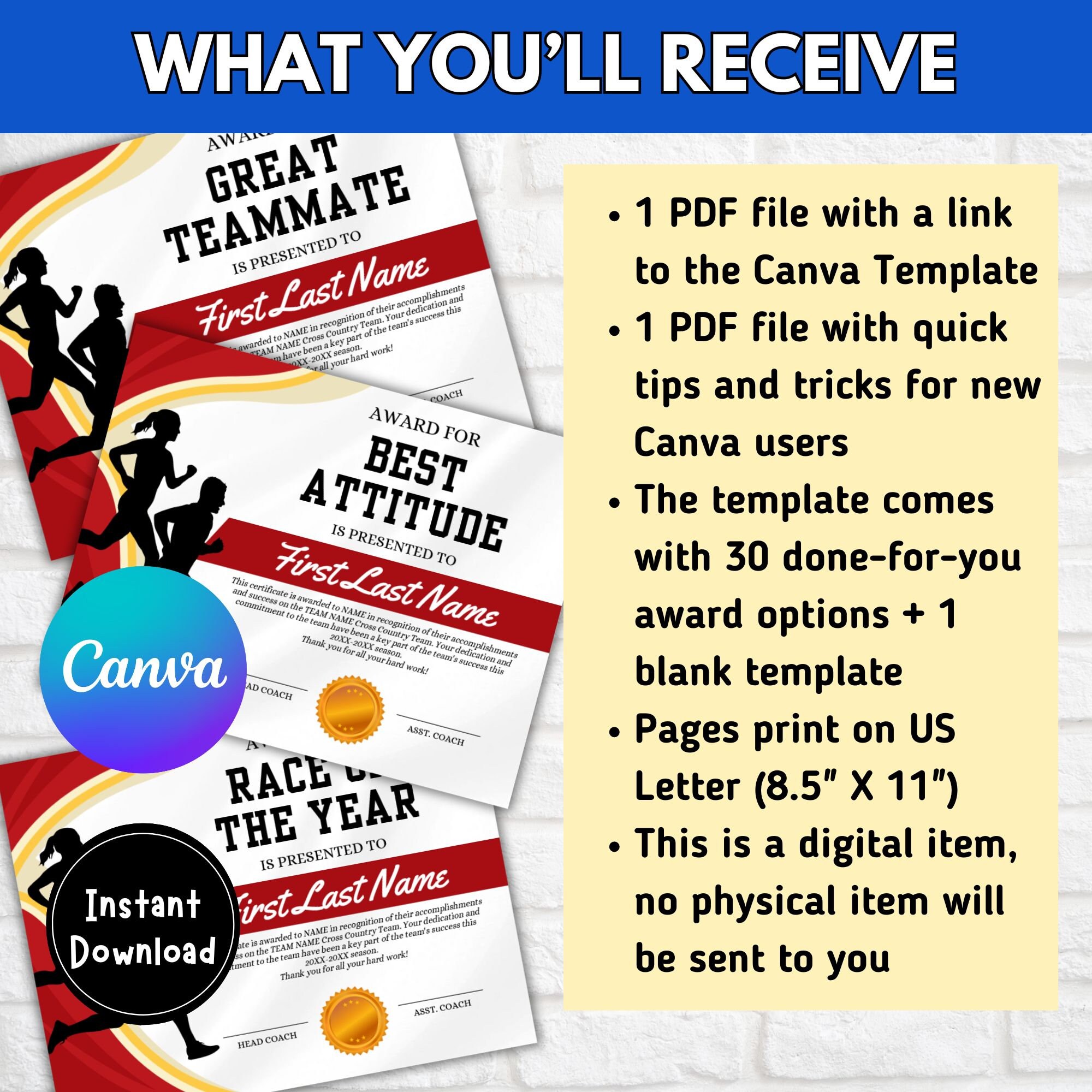 Editable Cross Country Certificates, Canva Template, Certificate ...
