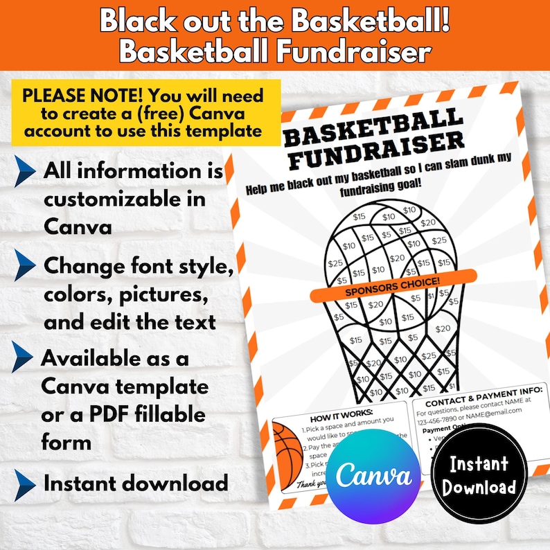 Basketball Fundraiser Template, Color My Basketball, Fundraiser Flyer ...