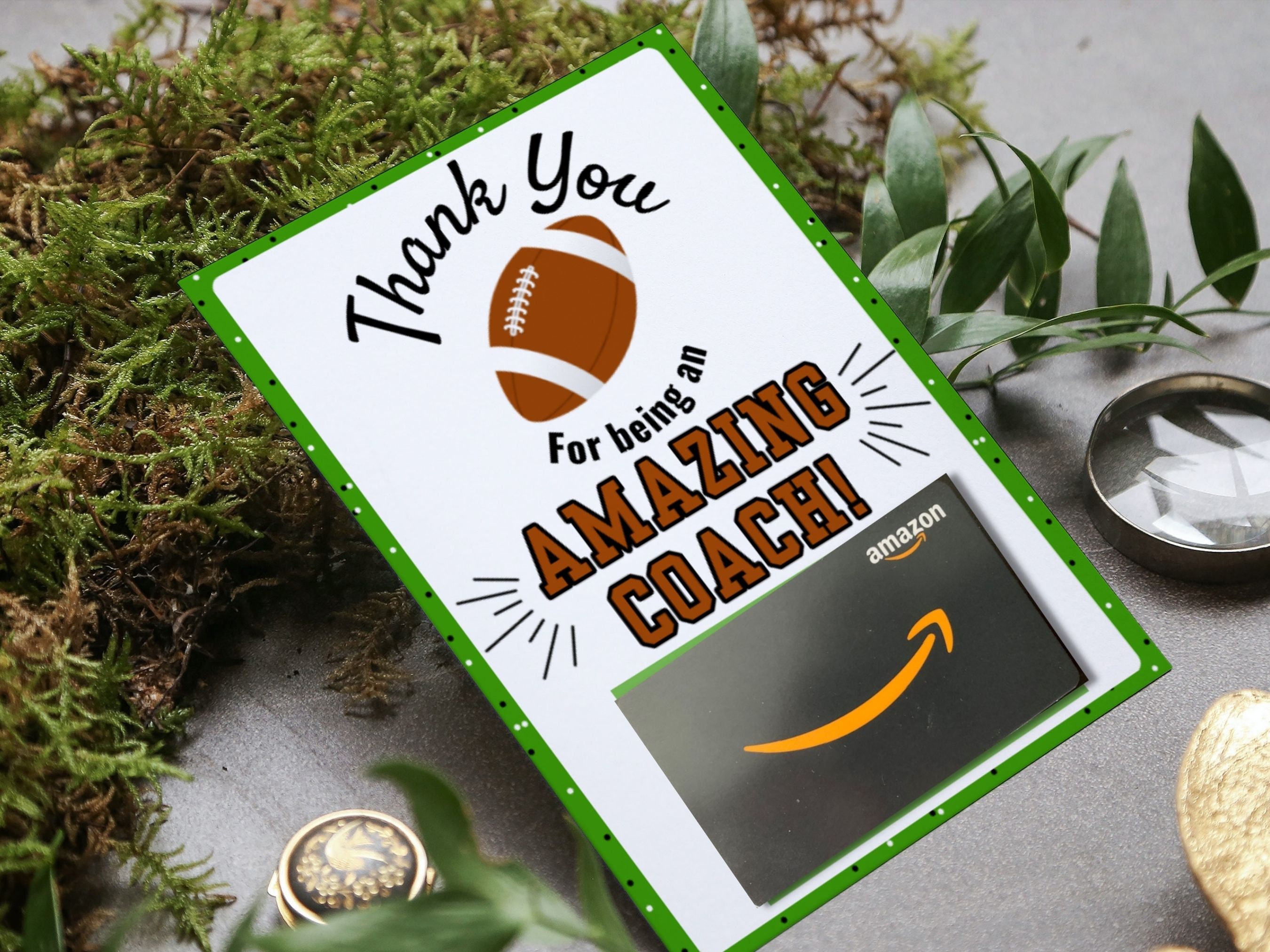 Football Coach Thank You Card, Gift Card Holder, Coach Appreciation ...
