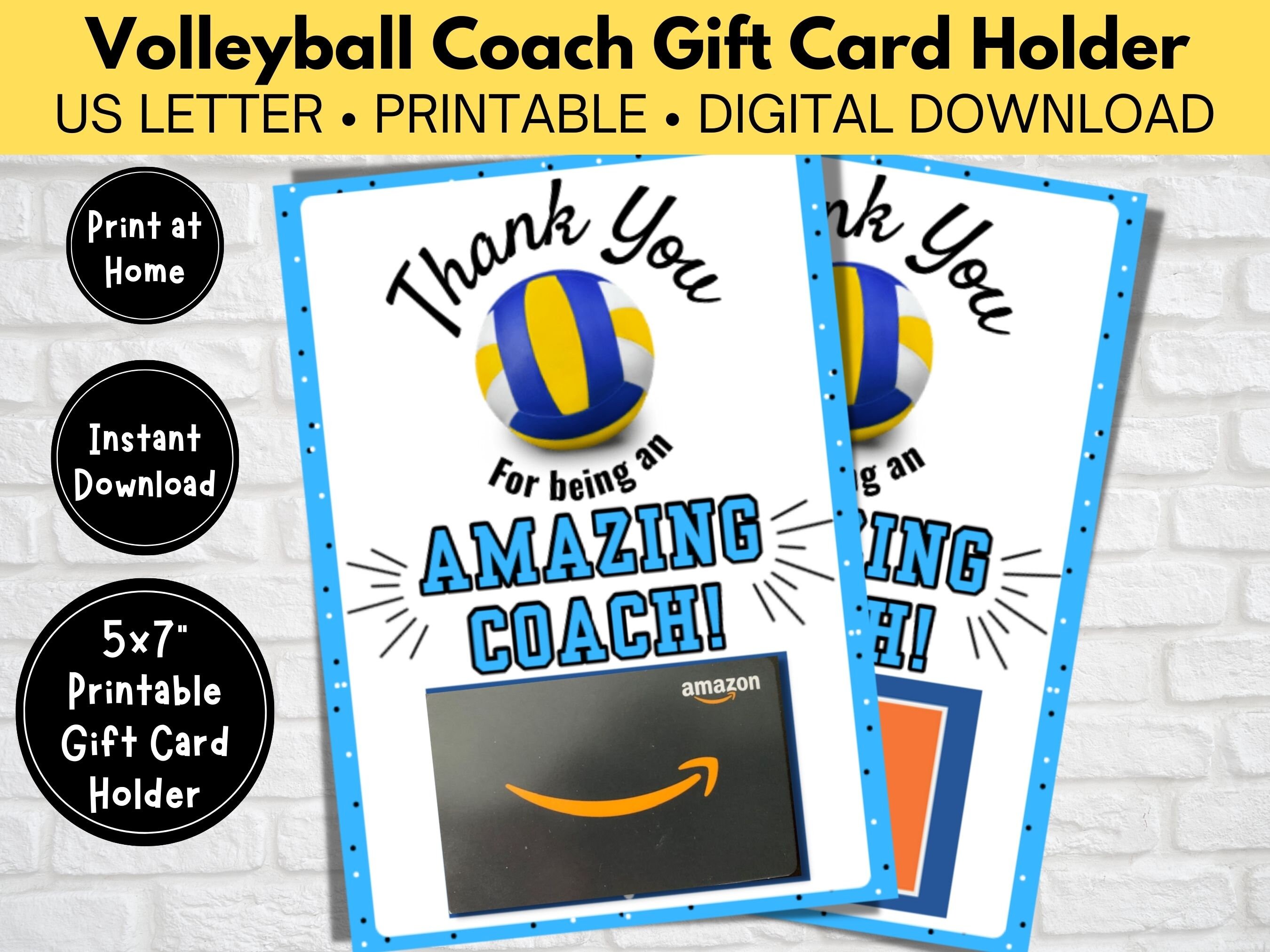 Volleyball Coach Thank You Card, Gift Card Holder, Coach Appreciation ...