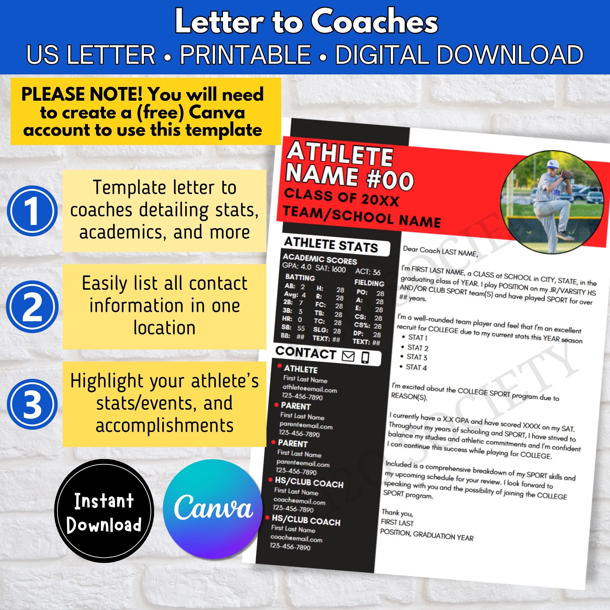 Baseball Player Profile, Athlete Profile Sheet, College Recruiting ...